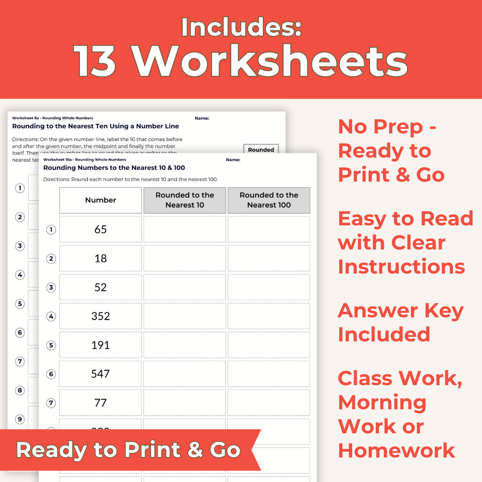 Rounding Whole Numbers - 3rd Grade Lesson Bundle with Worksheets, Slid ...